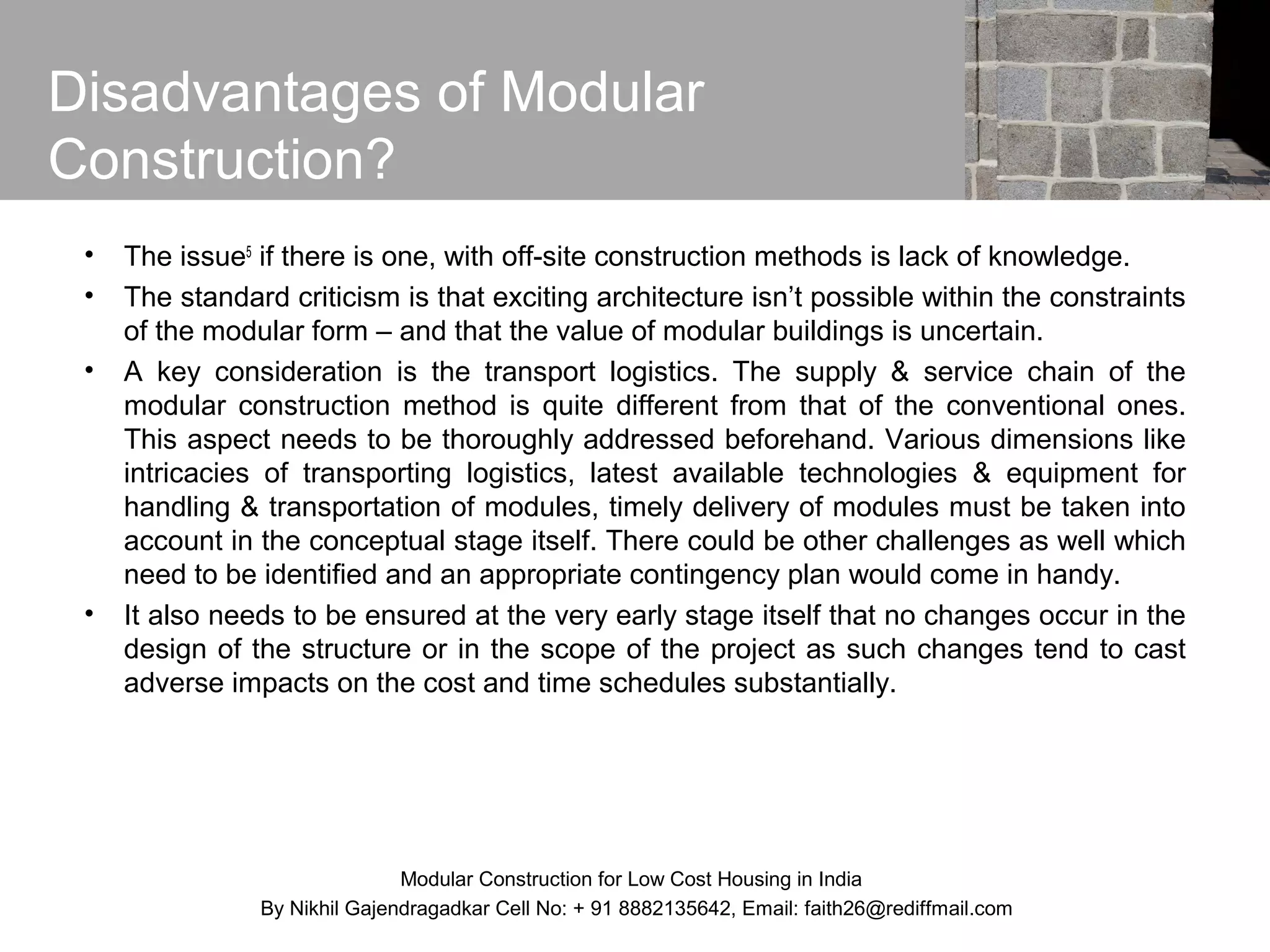 Modular construction for_low_cost_housing_in_india | PPT