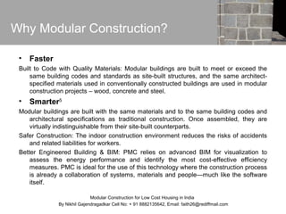 Modular construction for_low_cost_housing_in_india | PPT
