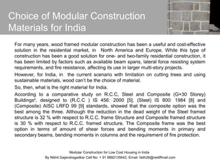 Modular construction for_low_cost_housing_in_india | PPT