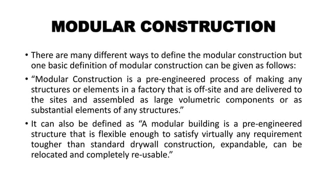 Modular construction ppt | PPTX | Construction Industry | Industries