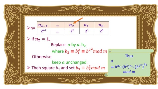 Modular exponentiation by repeated squaring method | PPT