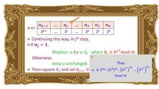 Modular exponentiation by repeated squaring method | PPT