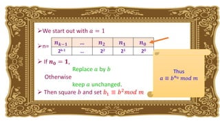 Modular exponentiation by repeated squaring method | PPT