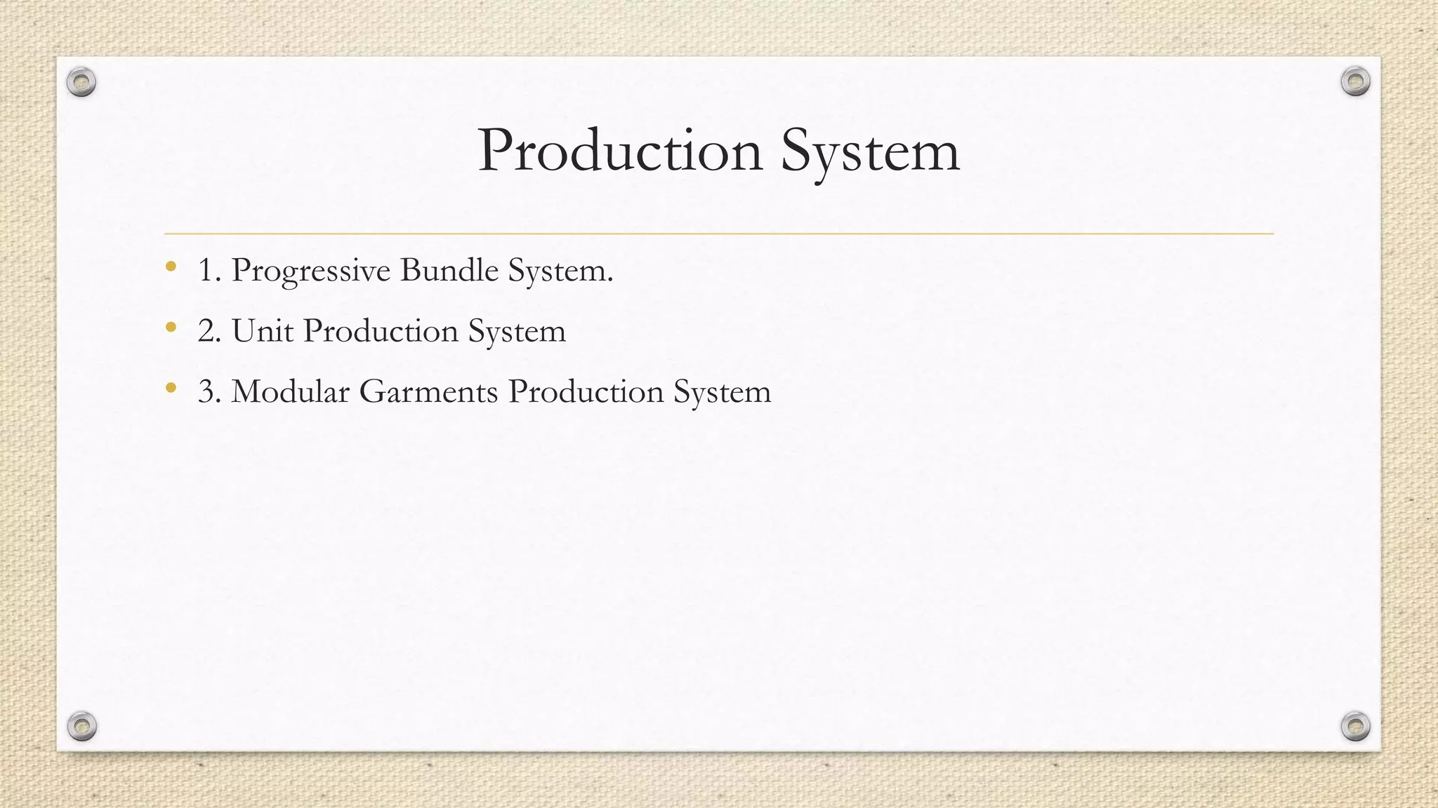 Modular garments production system | PPSX