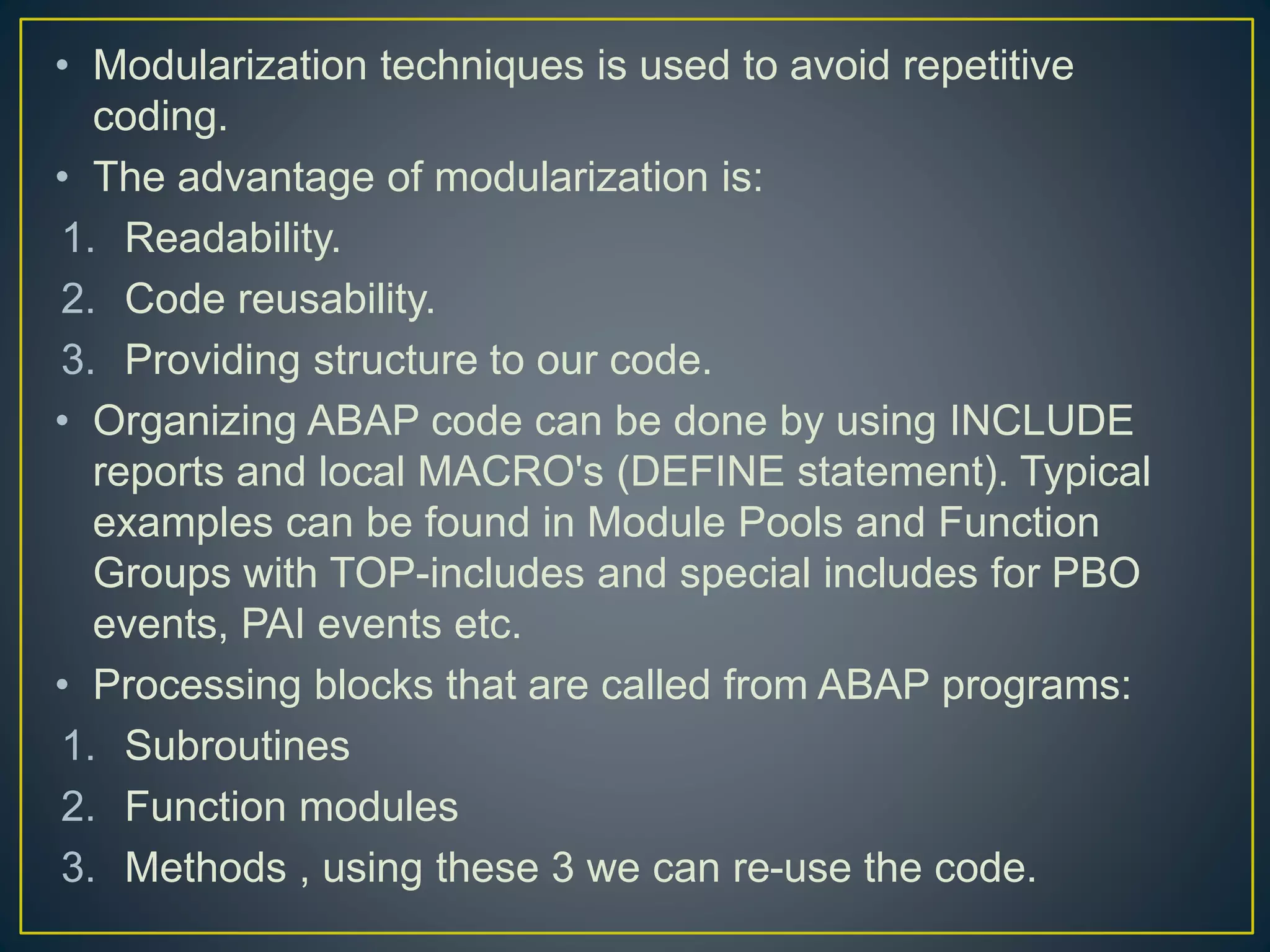 Sap Modularization Techniques Pptx Programming Languages Computing 8134