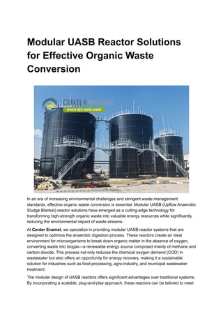 Modular UASB Reactor Solutions for Effective Organic Waste Conversion.docx