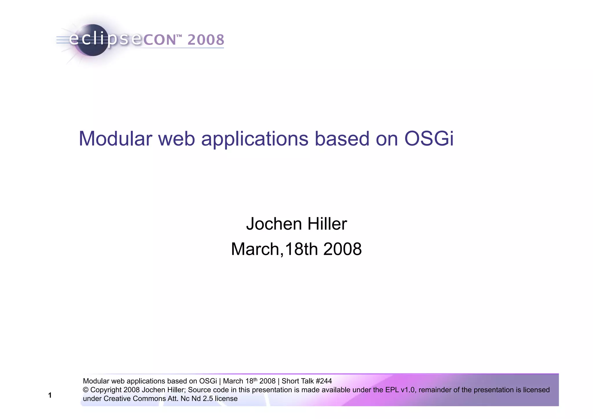 Modular Web Applications based on OSGi - Jochen Hiller | PDF