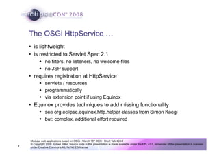 Modular Web Applications based on OSGi - Jochen Hiller | PDF