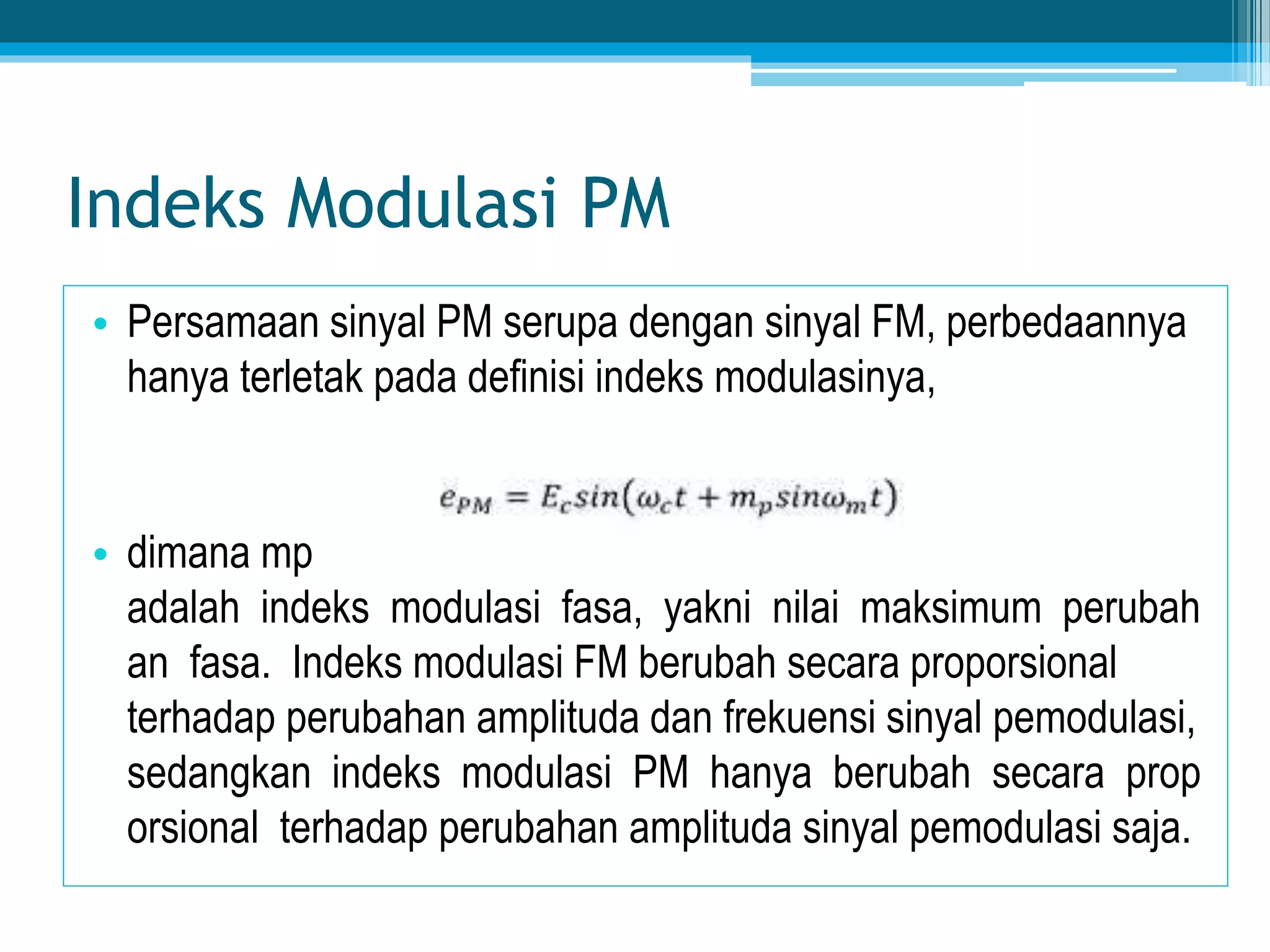 Modulasi frekuensi dan modulasi phase (Fm dan Pm) | PPTX