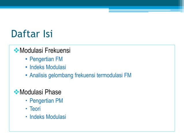 Modulasi frekuensi dan modulasi phase (Fm dan Pm) | PPTX