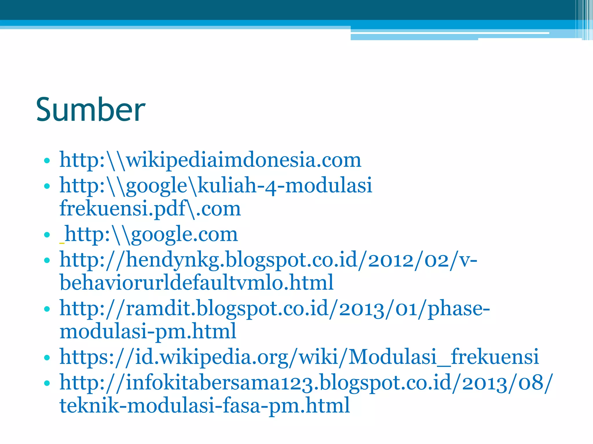 Modulasi frekuensi dan modulasi phase (fm dan pm) | PPTX