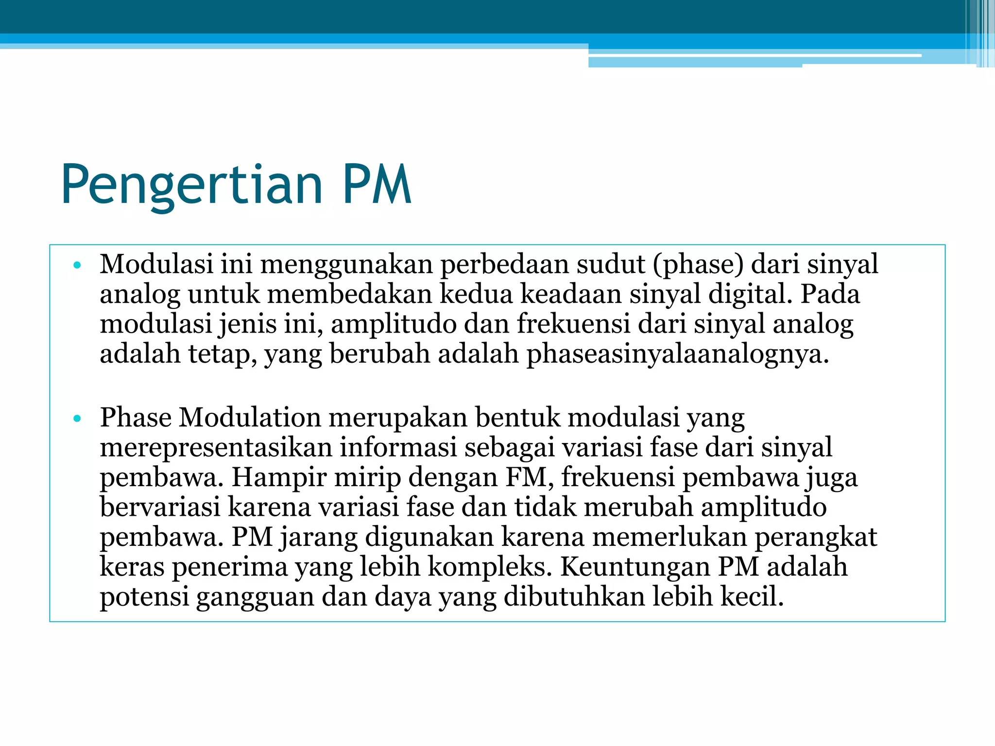Modulasi frekuensi dan modulasi phase (fm dan pm) | PPTX