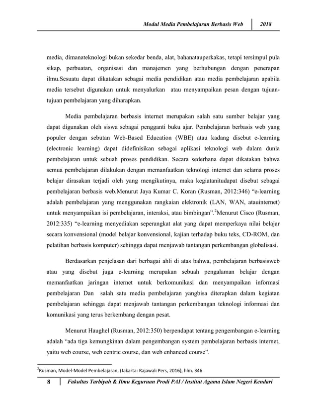 Modul Media Pembelajaran Berbasis Web | PDF