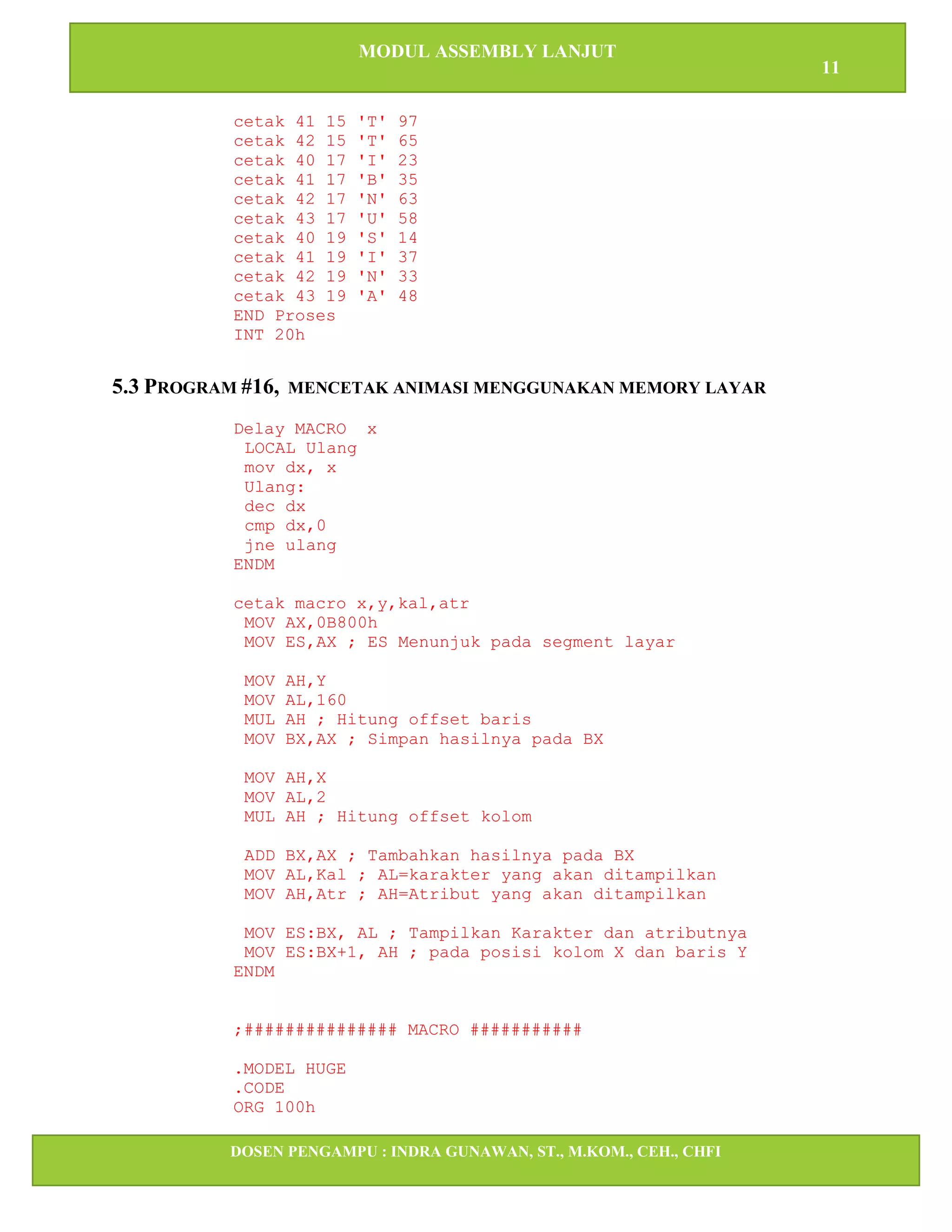 Bahan Ajar Pemrograman Assembly | PDF
