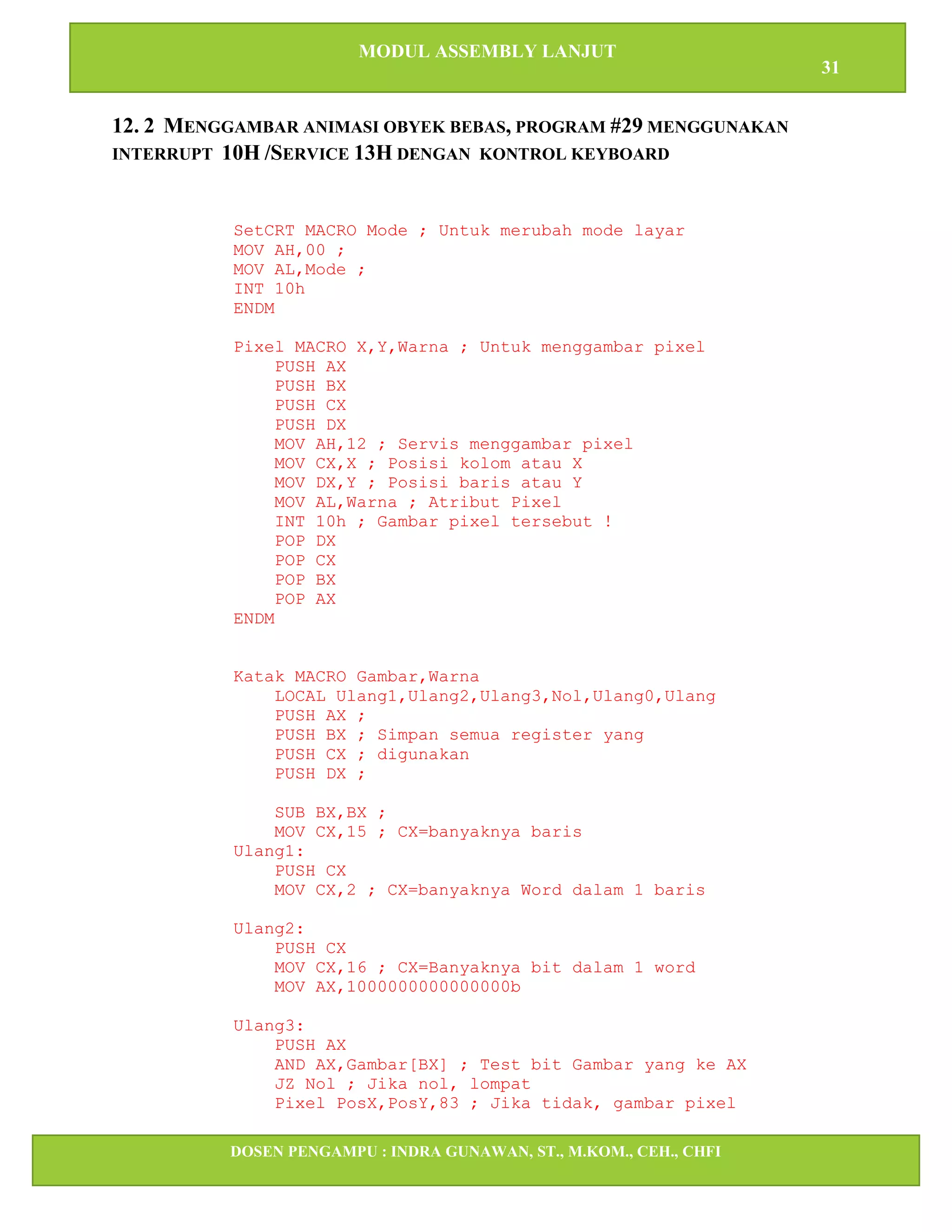 Bahan Ajar Pemrograman Assembly | PDF