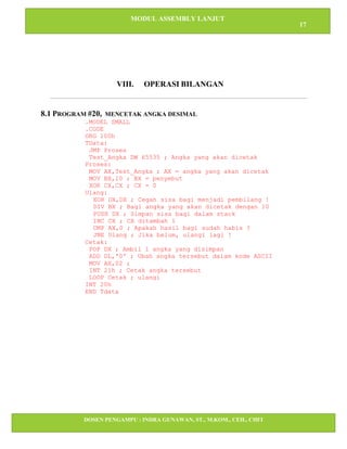 Bahan Ajar Pemrograman Assembly | PDF