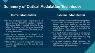 Modulation formats : Direct and External Modulation | PPTX