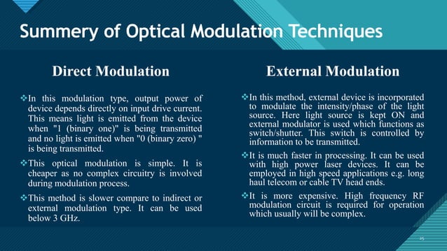 Modulation formats : Direct and External Modulation | PPTX