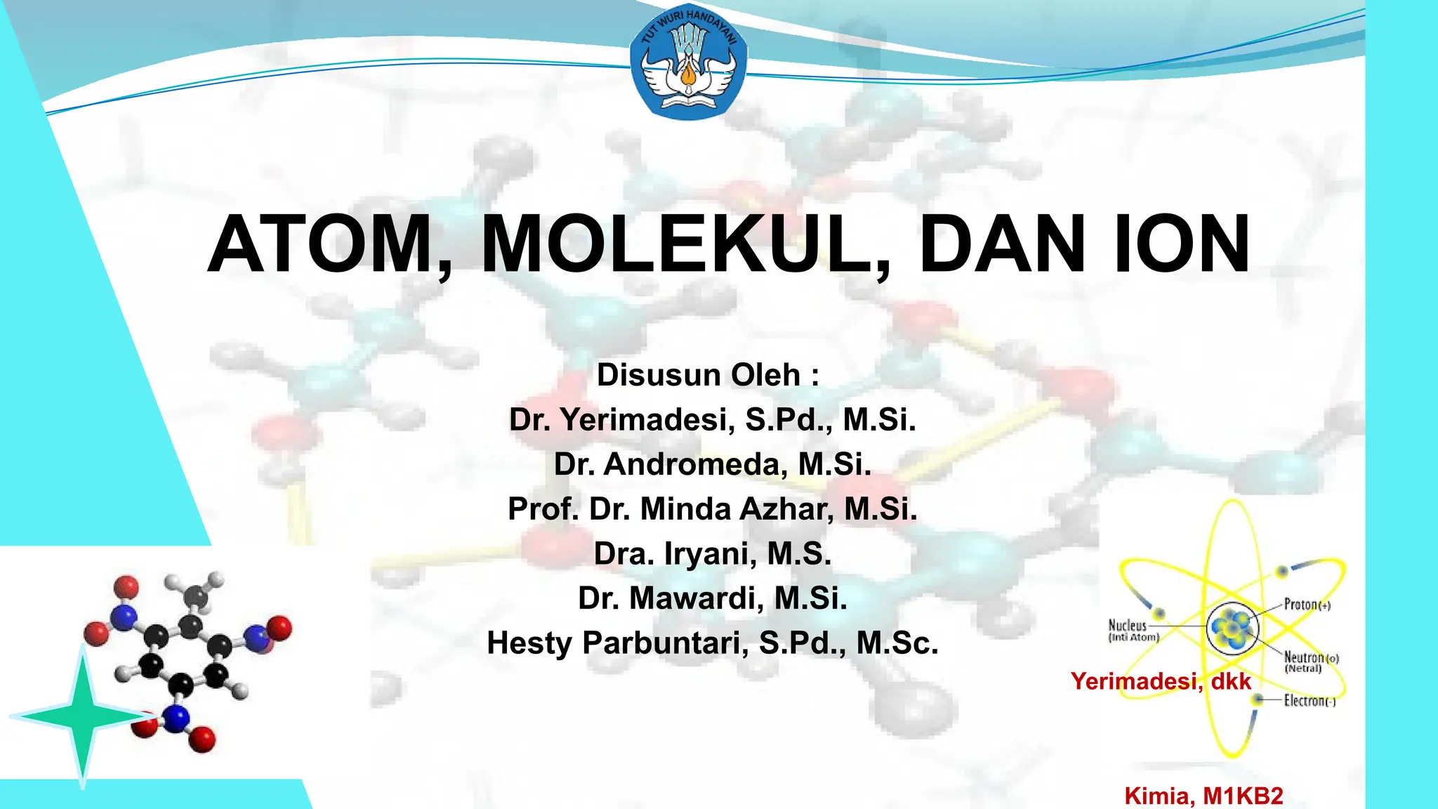 Modul Atom, Molekul, dan Ion. Menjelaskan tentang apa itu atom, molekul, dan ion sebagai materi ...