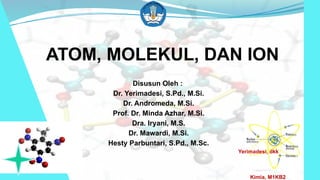 Modul Atom, Molekul, dan Ion. Menjelaskan tentang apa itu atom, molekul, dan ion sebagai materi ...