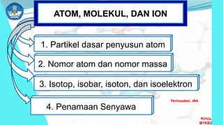 Modul Atom, Molekul, dan Ion. Menjelaskan tentang apa itu atom, molekul, dan ion sebagai materi ...
