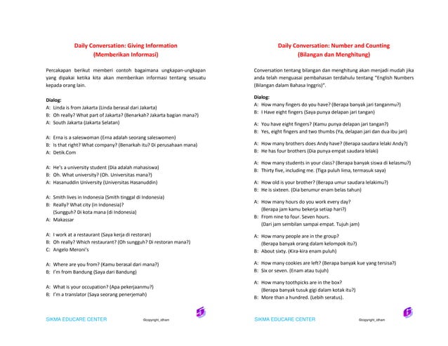 Modul bahasa inggris conversation beginner | PDF