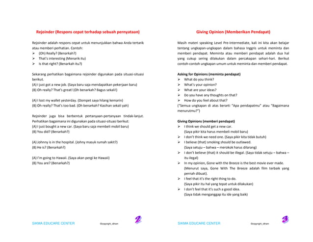 Modul bahasa inggris conversation intermediate | PDF