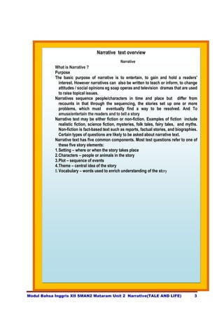 Modul Bahasa Inggris Xii Unit 2 Narrative Tale And Life | DOCX
