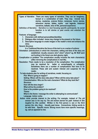 Modul Bahasa Inggris Xii Unit 2 Narrative Tale And Life | DOCX