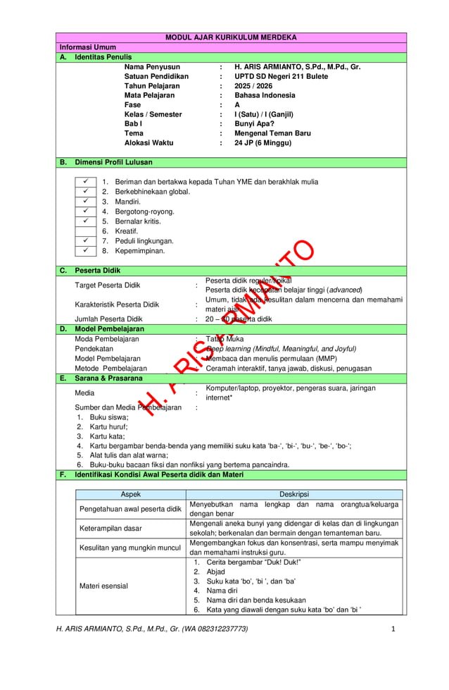 MODUL PEMBELAJARAN DEEP LEARNING BAHASA INDONESIA KELAS 1 CP 032 REVISI 2025 KURIKULUM MERDEKA ...