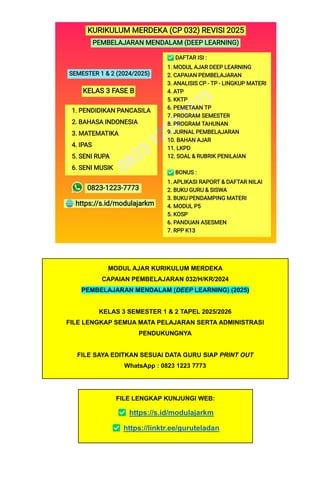 MODUL AJAR DEEP LEARNING BAHASA INDONESIA KELAS 3 CP 032 REVISI 2025 ...