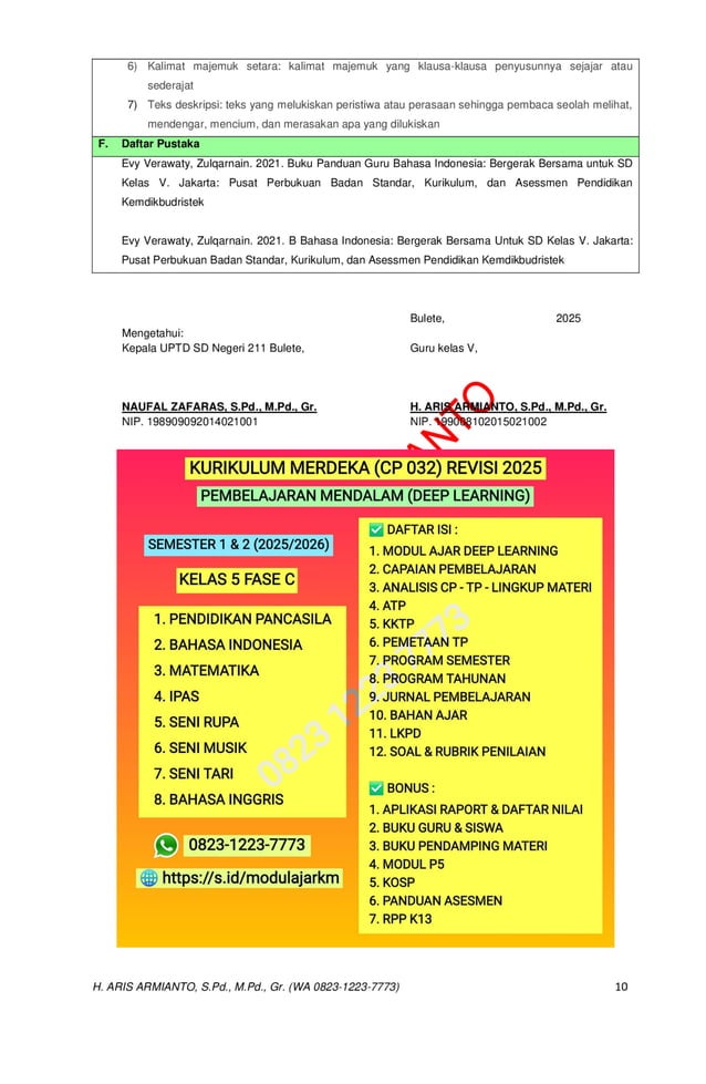 MODUL PEMBELAJARAN DEEP LEARNING BAHASA INDONESIA KELAS 5 CP 032 REVISI 2025 KURIKULUM MERDEKA ...