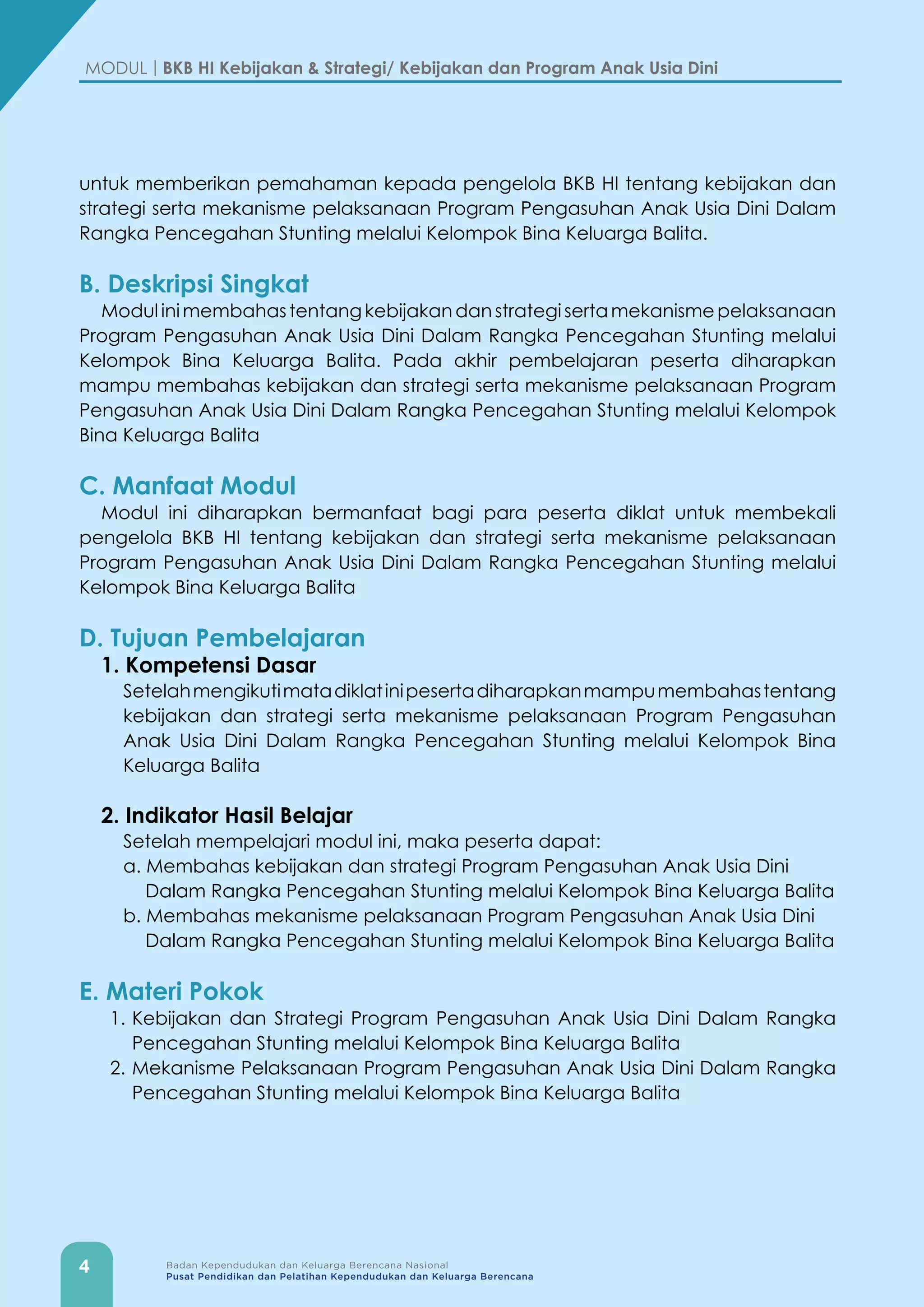 Modul bkb hi kebijakan dan strategi bkkbn_rev4 | PDF