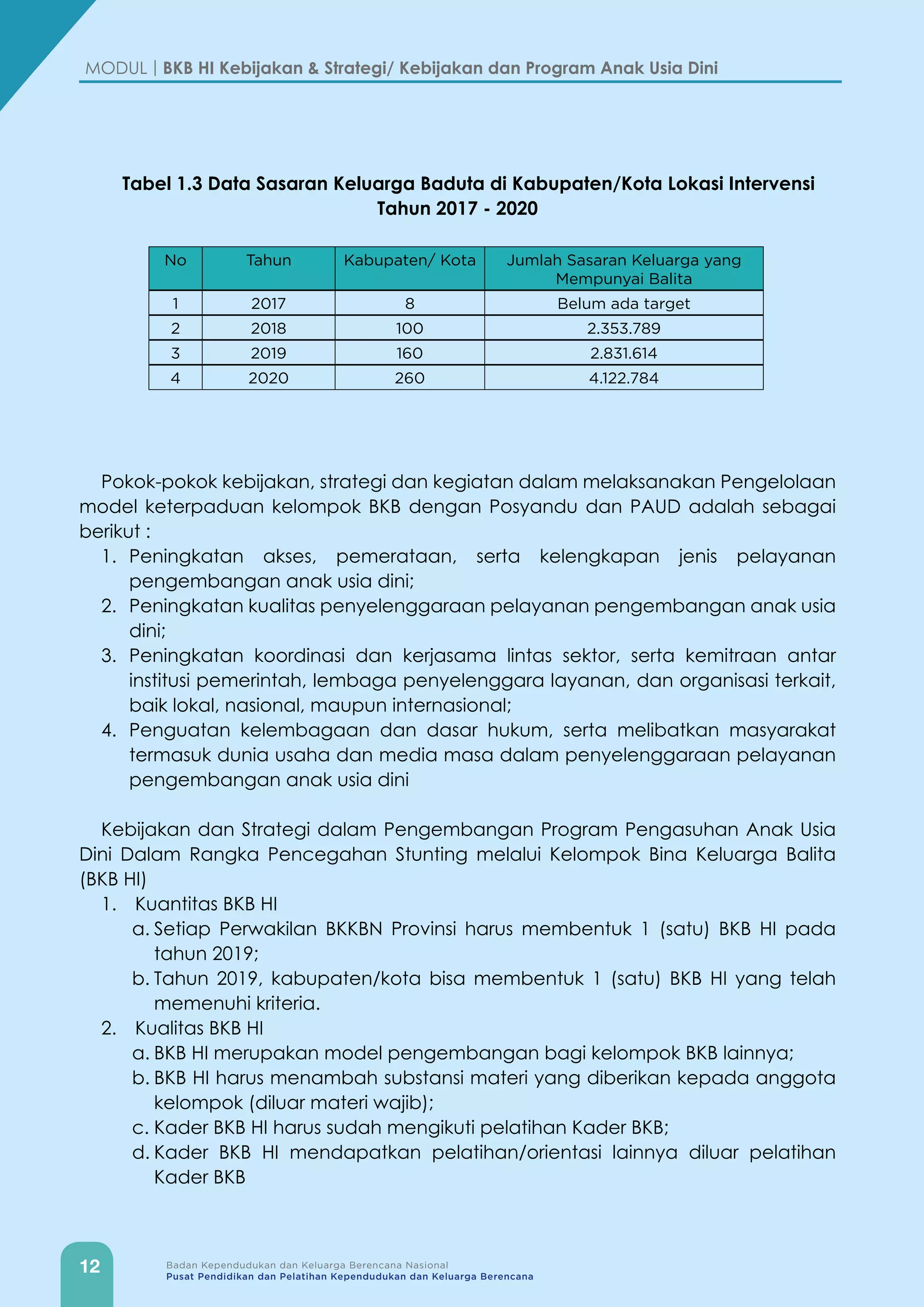Modul bkb hi kebijakan dan strategi bkkbn_rev4 | PDF