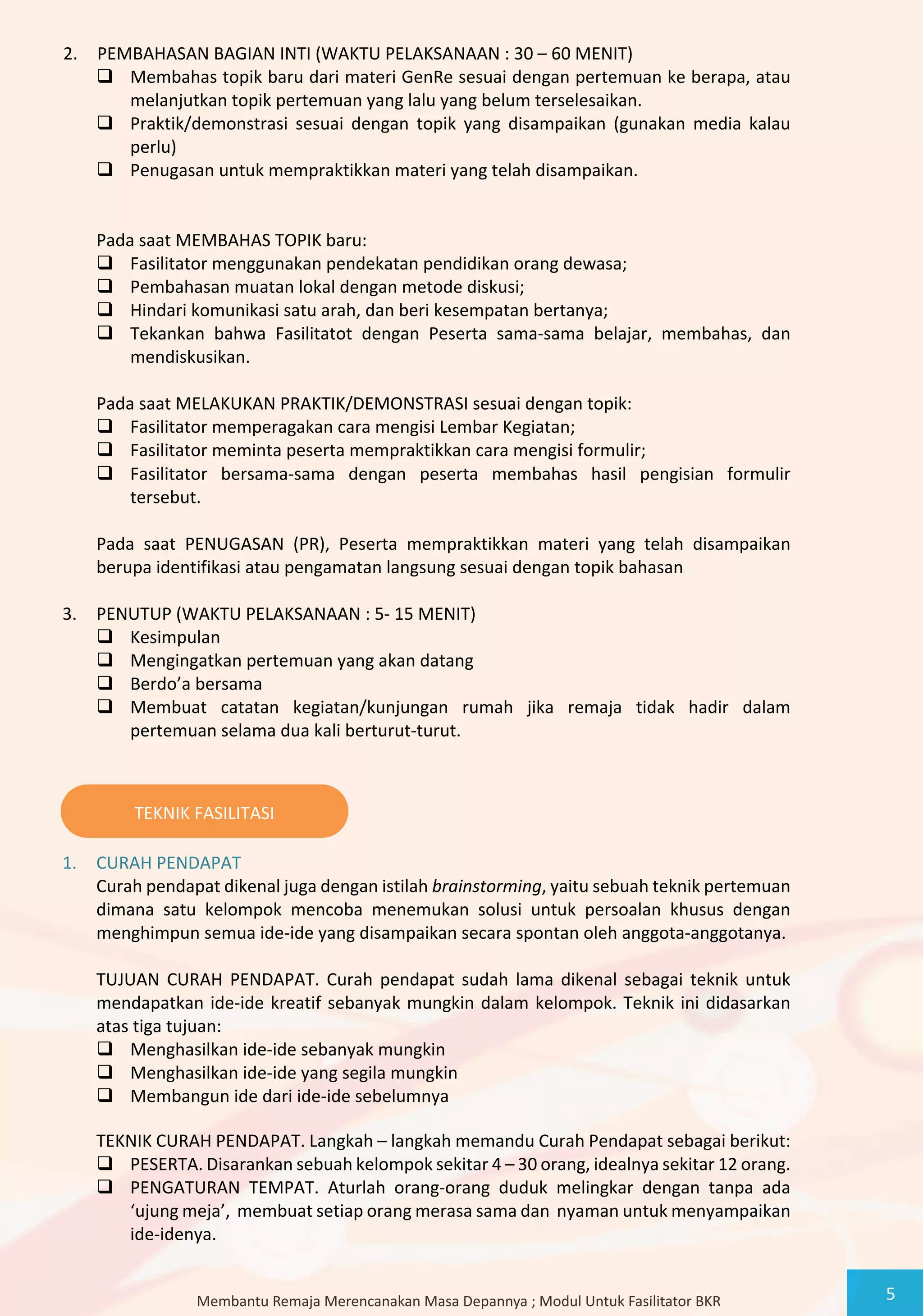 Modul Bina Keluarga Remaja (BKR) BKKBN Program Prioritas Nasional (Pro ...
