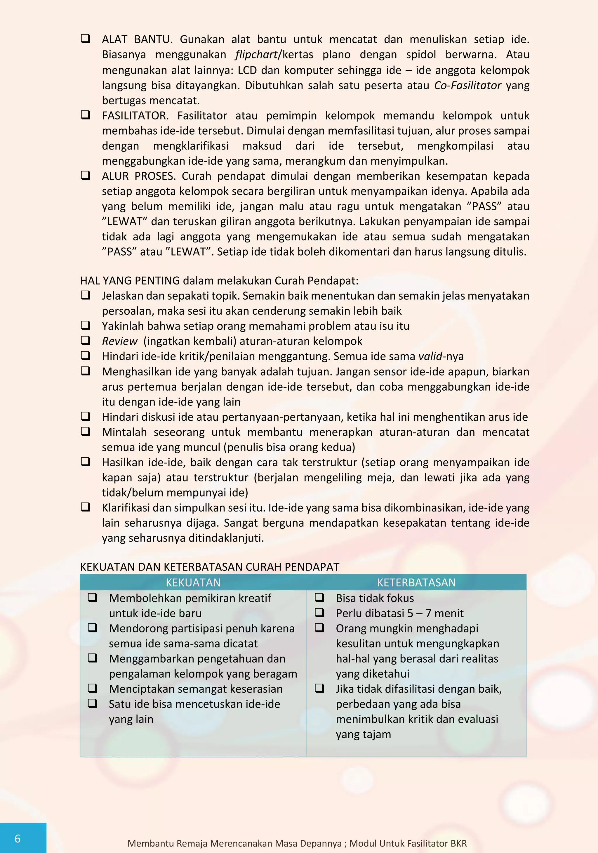 Modul Bina Keluarga Remaja (BKR) BKKBN Program Prioritas Nasional (Pro PN) 2019 | PDF