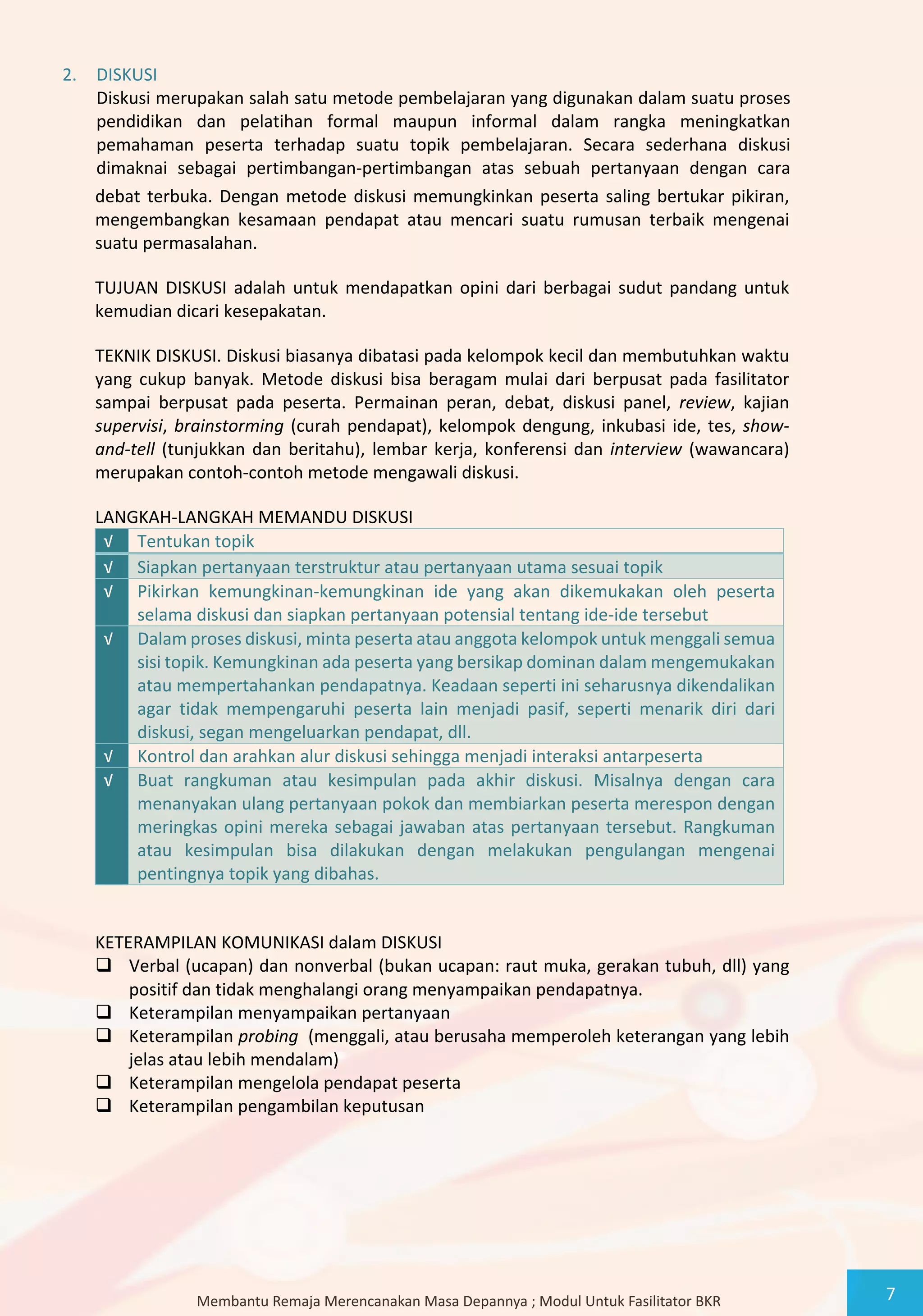 Modul Bina Keluarga Remaja (BKR) BKKBN Program Prioritas Nasional (Pro PN) 2019 | PDF