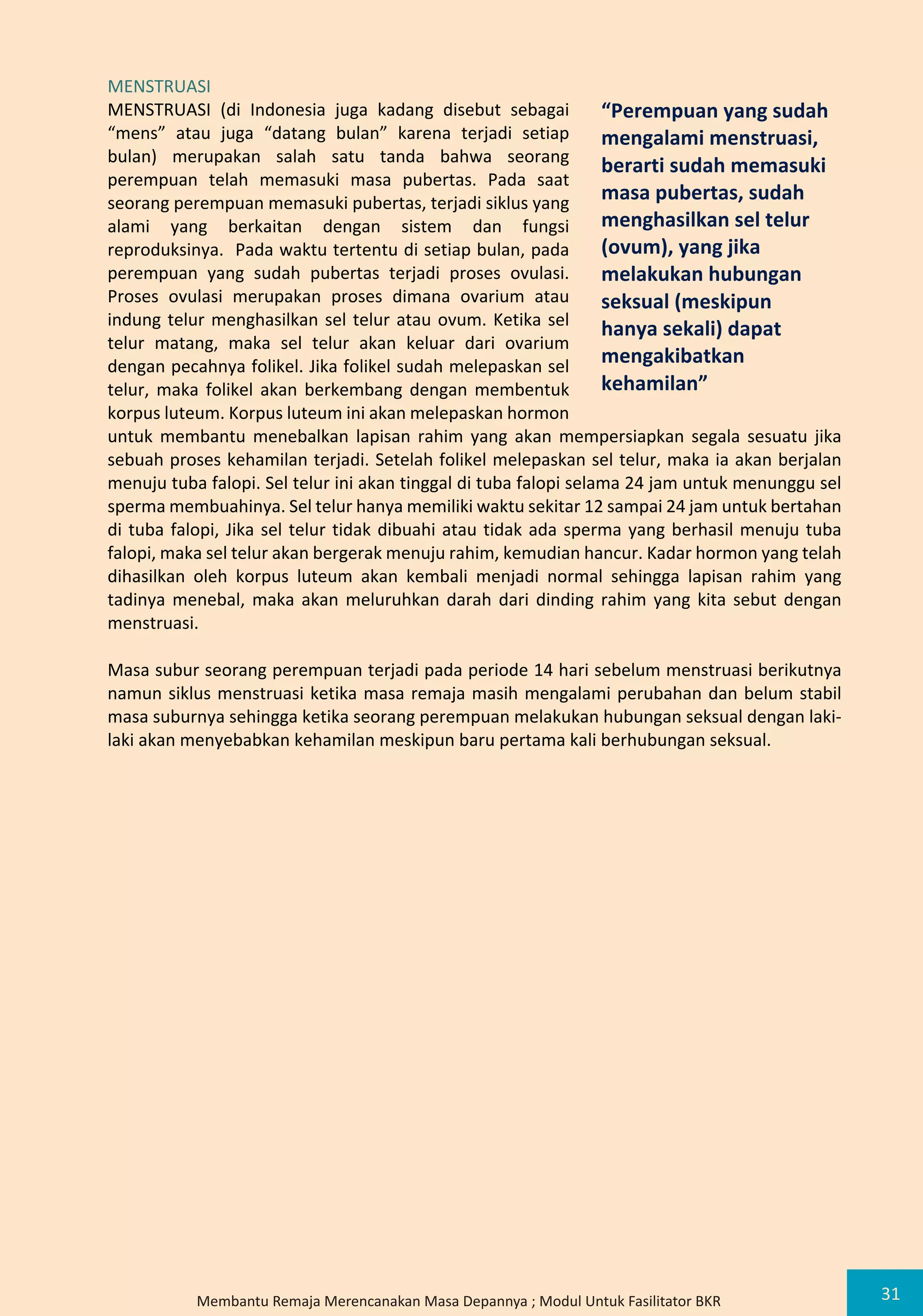 Modul Bina Keluarga Remaja (BKR) BKKBN Program Prioritas Nasional (Pro ...