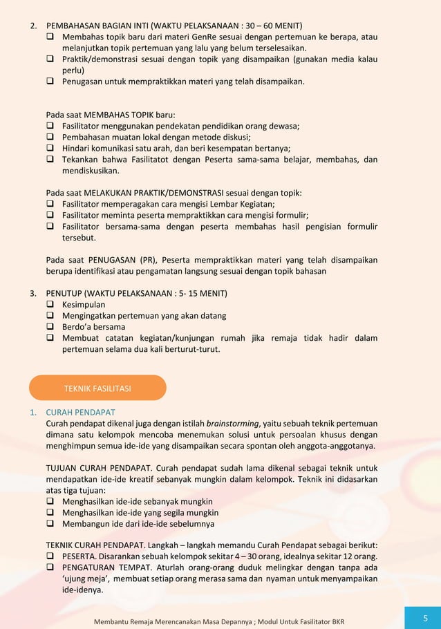 Modul Bina Keluarga Remaja (BKR) BKKBN Program Prioritas Nasional (Pro PN) 2019 | PDF