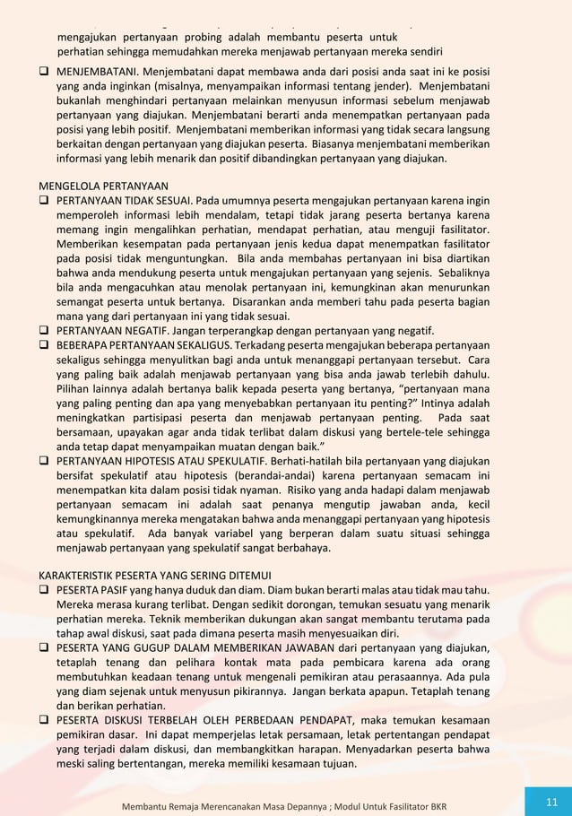 Modul Bina Keluarga Remaja (BKR) BKKBN Program Prioritas Nasional (Pro PN) 2019 | PDF