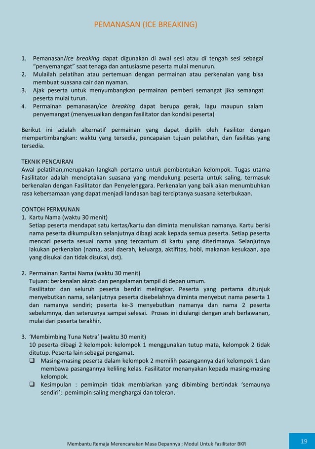Modul Bina Keluarga Remaja (BKR) BKKBN Program Prioritas Nasional (Pro PN) 2019 | PDF