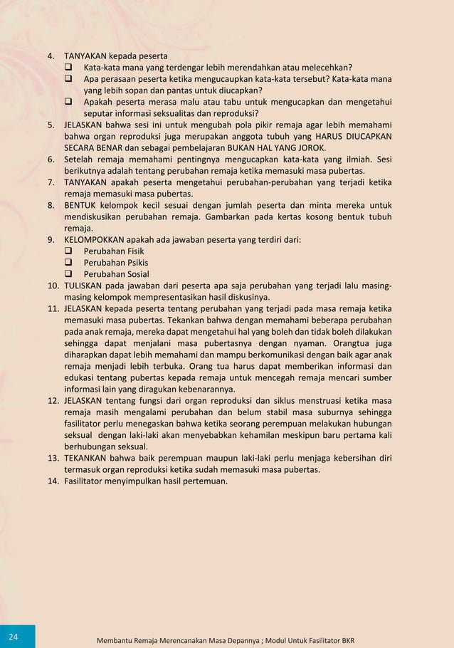 Modul Bina Keluarga Remaja (BKR) BKKBN Program Prioritas Nasional (Pro PN) 2019 | PDF