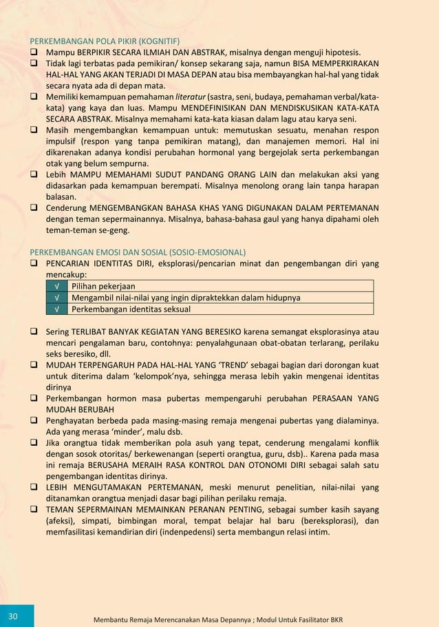 Modul Bina Keluarga Remaja (BKR) BKKBN Program Prioritas Nasional (Pro PN) 2019 | PDF