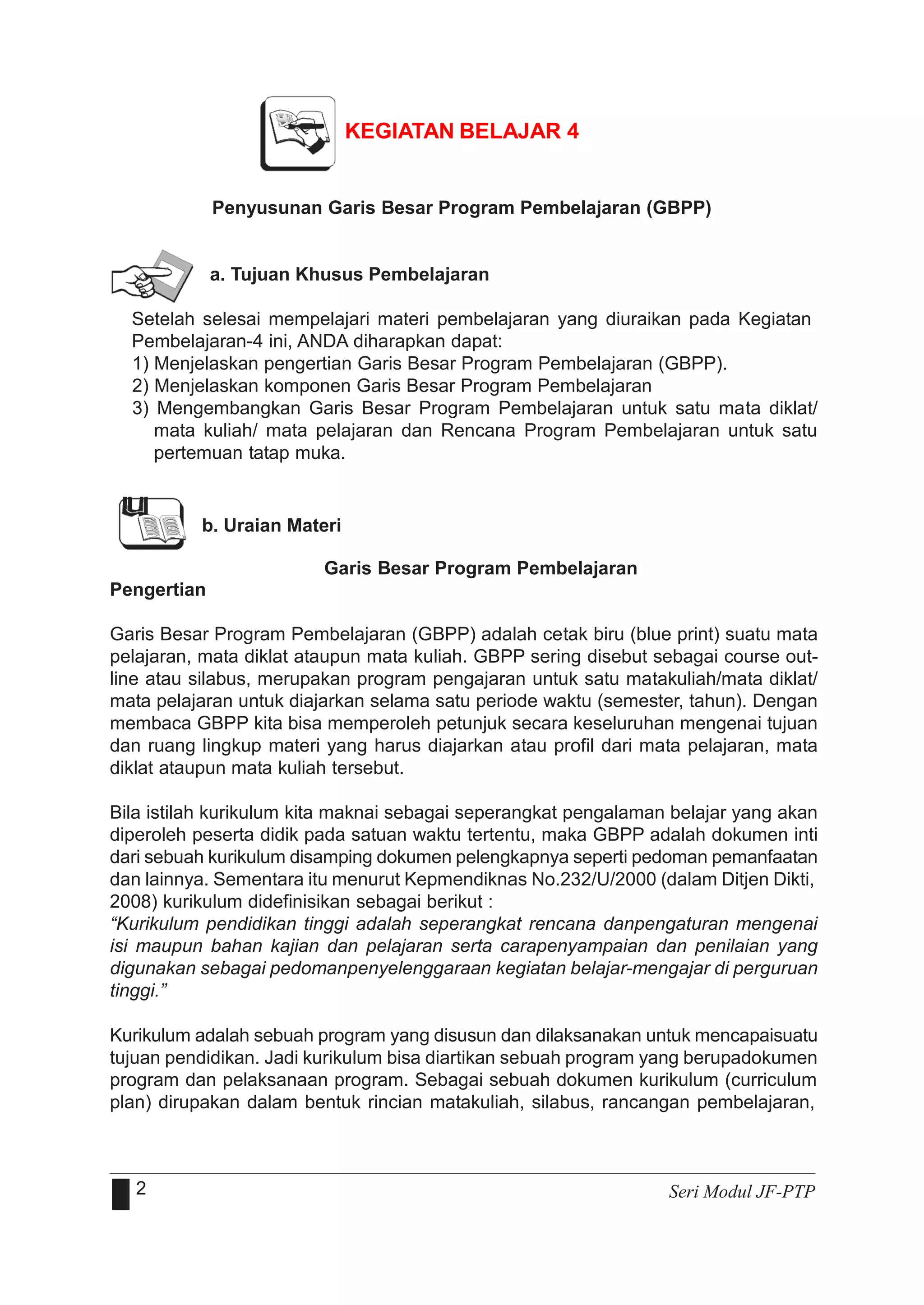 Modul buku penyusunan gbpp | PDF