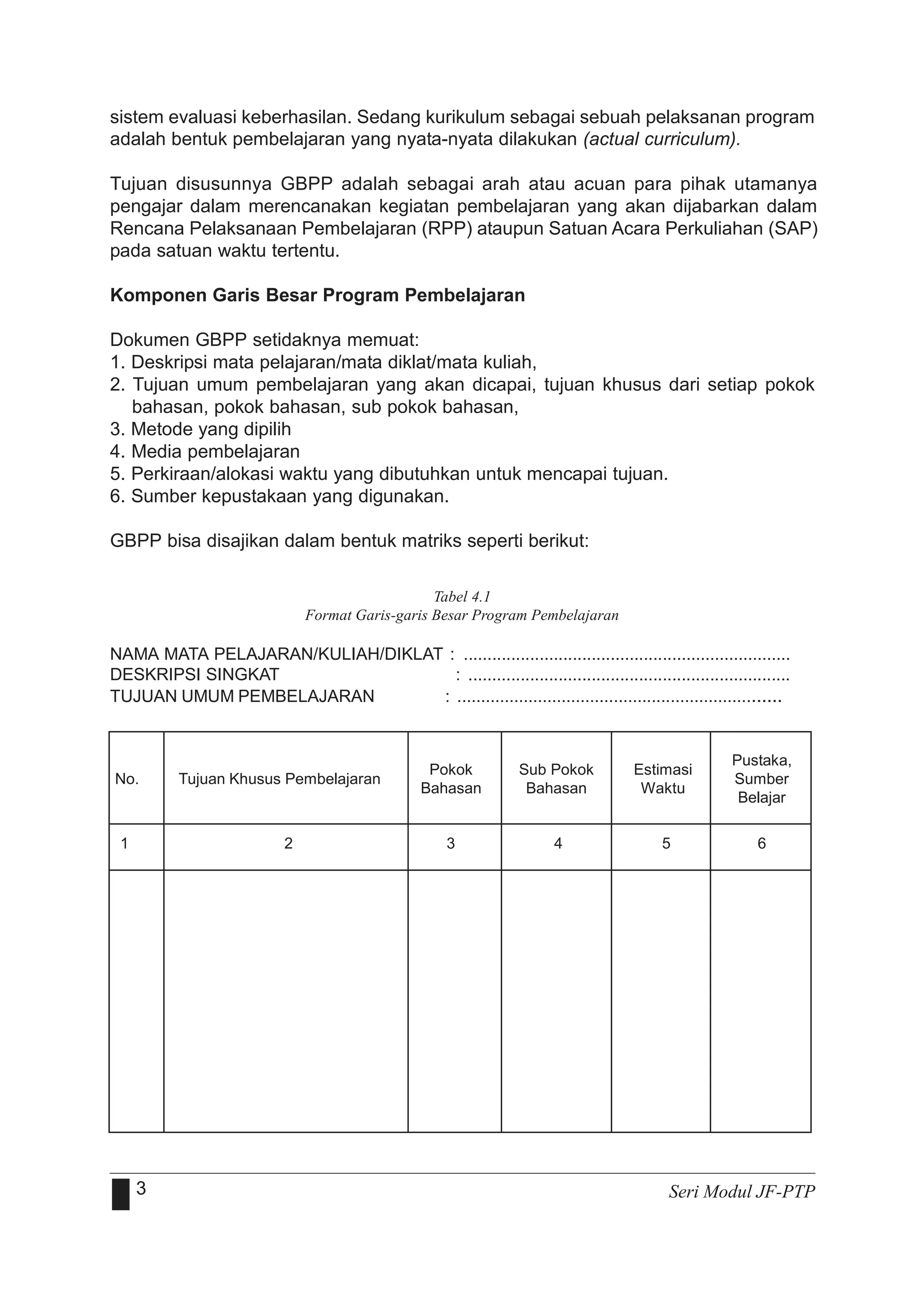 Modul buku penyusunan gbpp | PDF