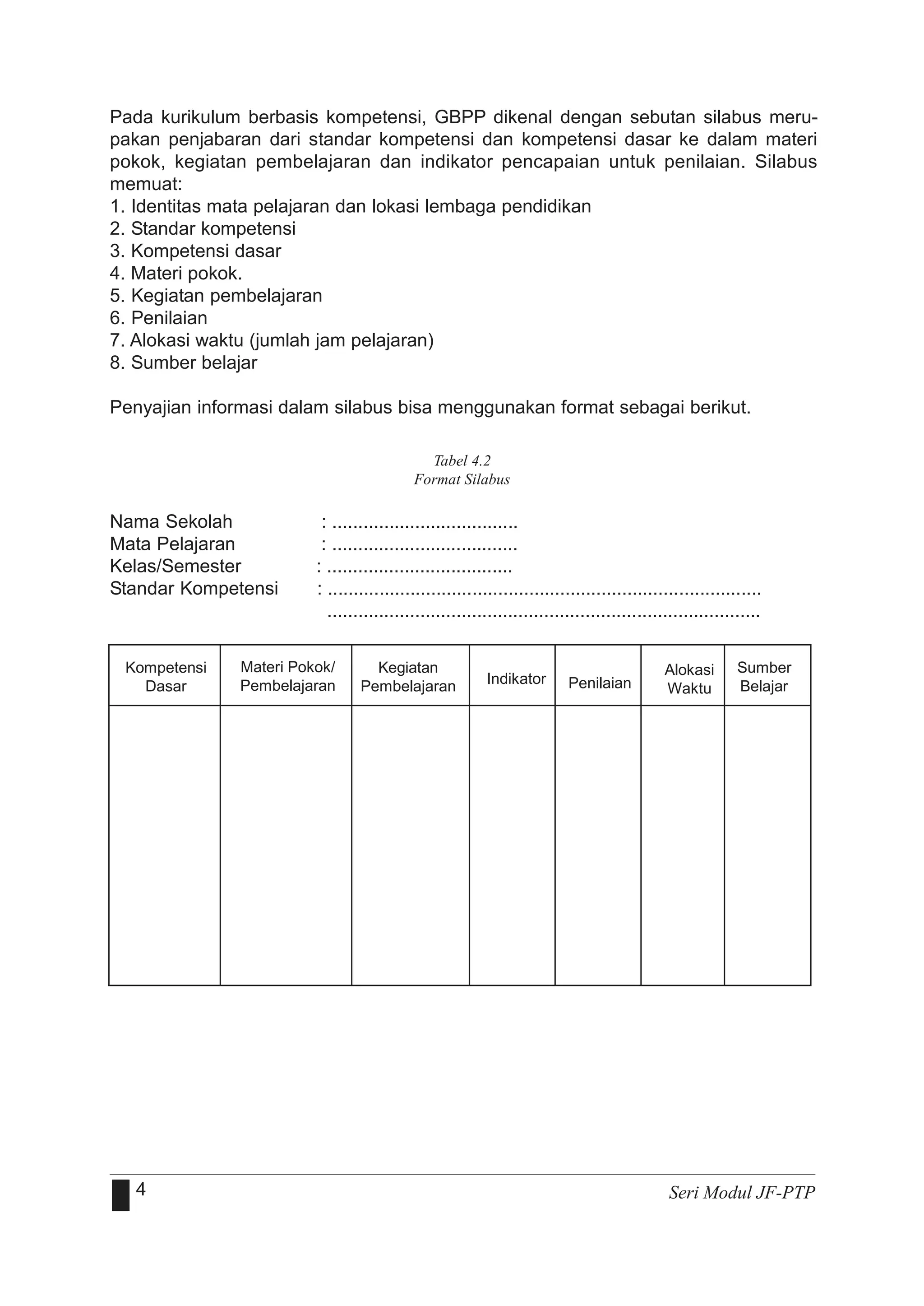 Modul buku penyusunan gbpp | PDF