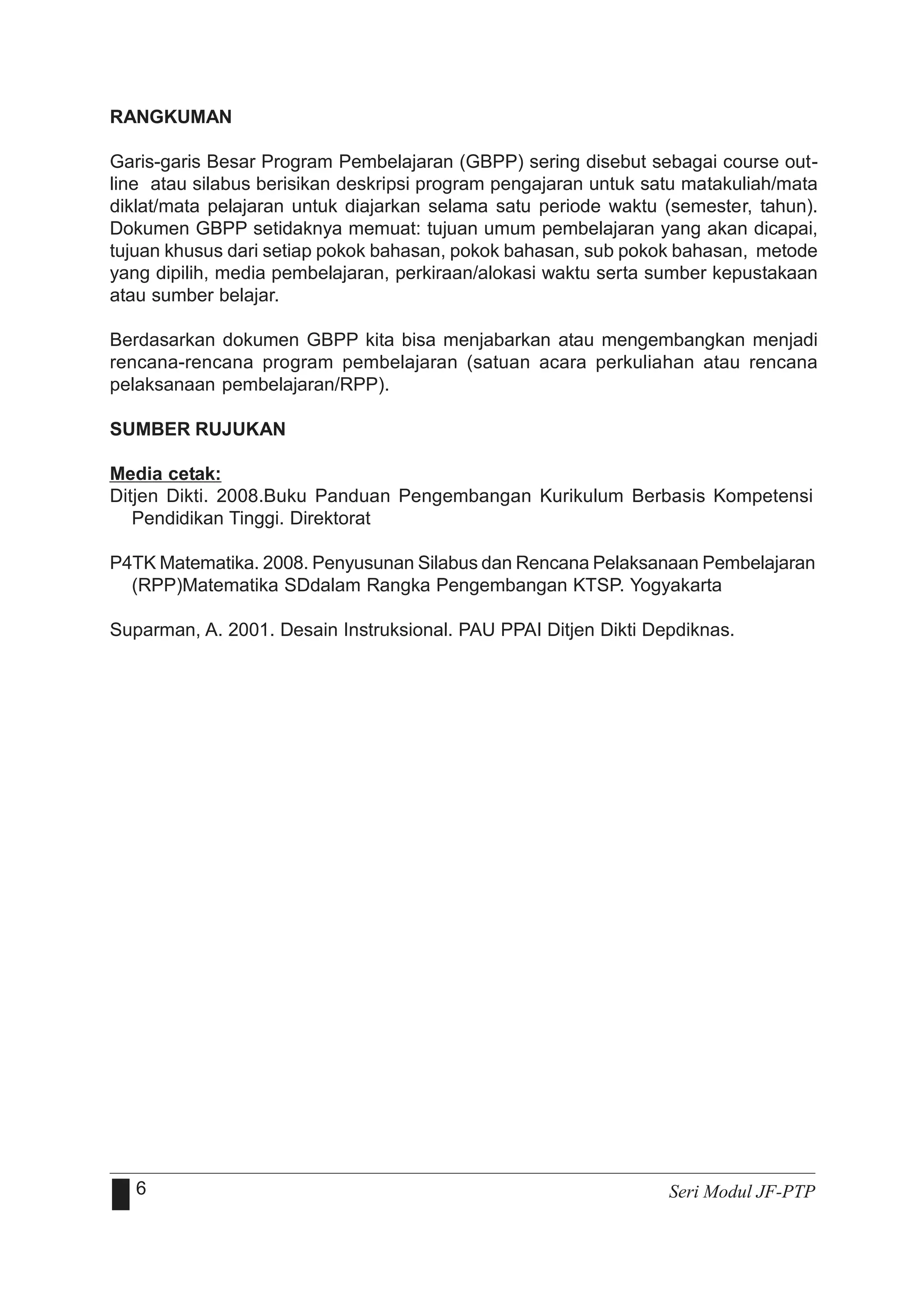 Modul buku penyusunan gbpp | PDF