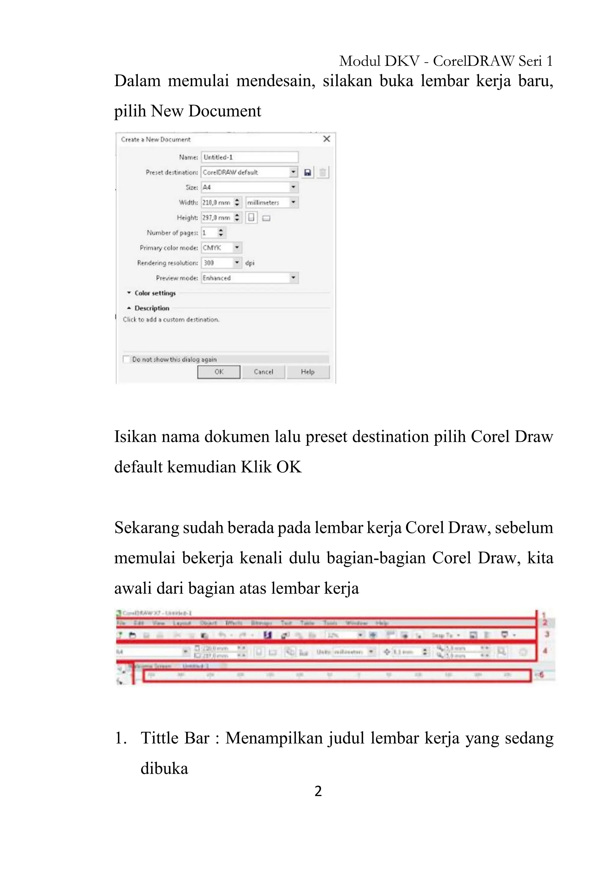 Modul CorelDRAW membahas mengenai tool box dan menu bar yang ada pas corel Draw | PDF