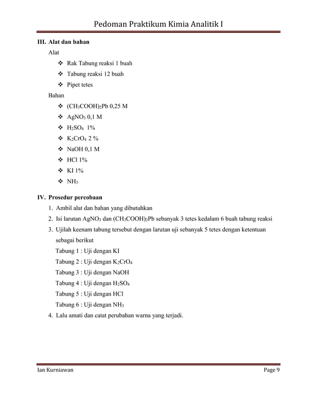 Modul dan panduan praktikum KIMAN 1 | PDF