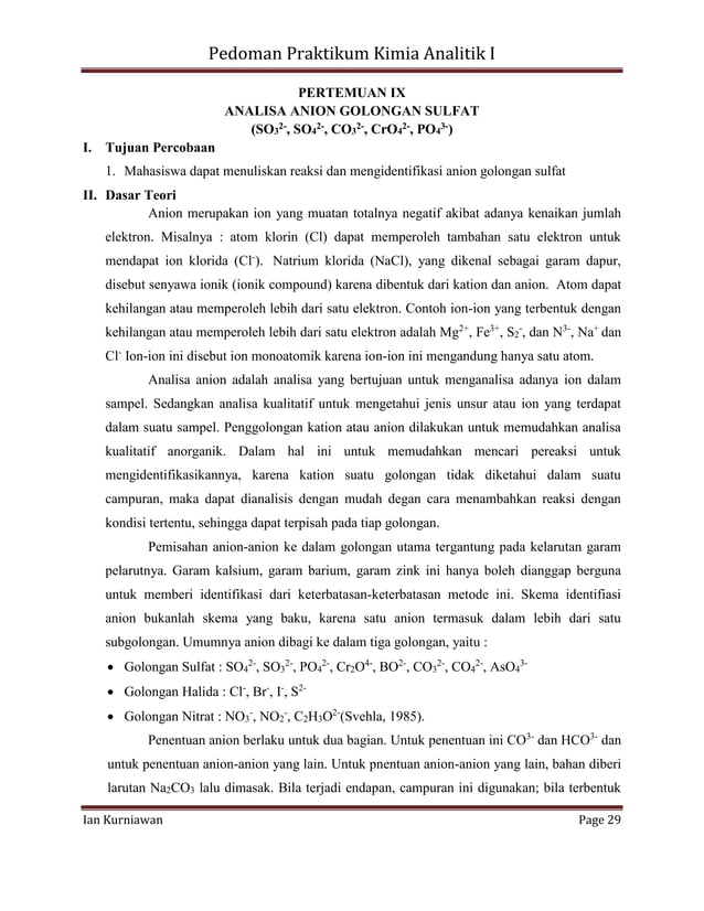 Modul dan panduan praktikum KIMAN 1 | PDF